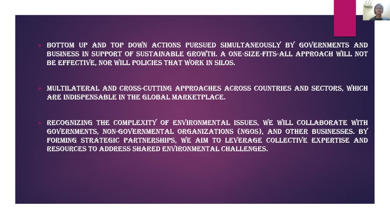 PRINCIPLES SET OUT IN BUSINESS CHARTER FOR SUSTAINABLE PRODUCTION