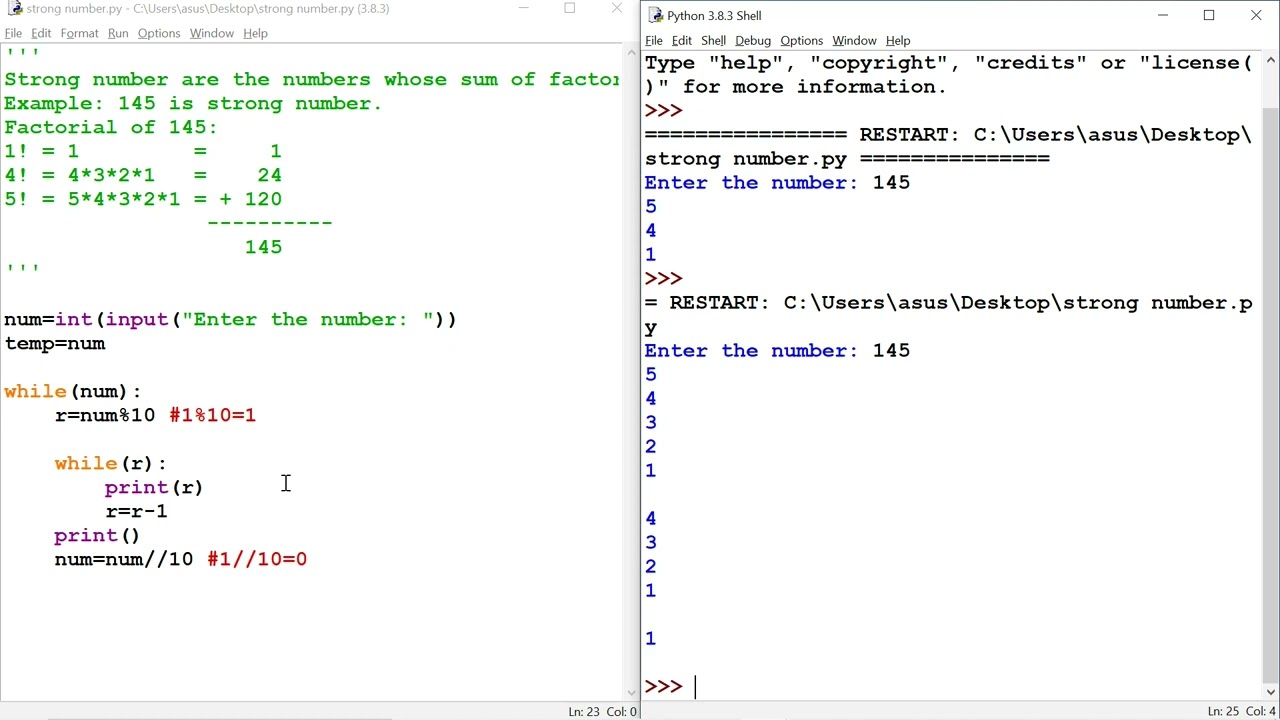 Strong Number Program in Python || Using while loop || CodeWithCoder