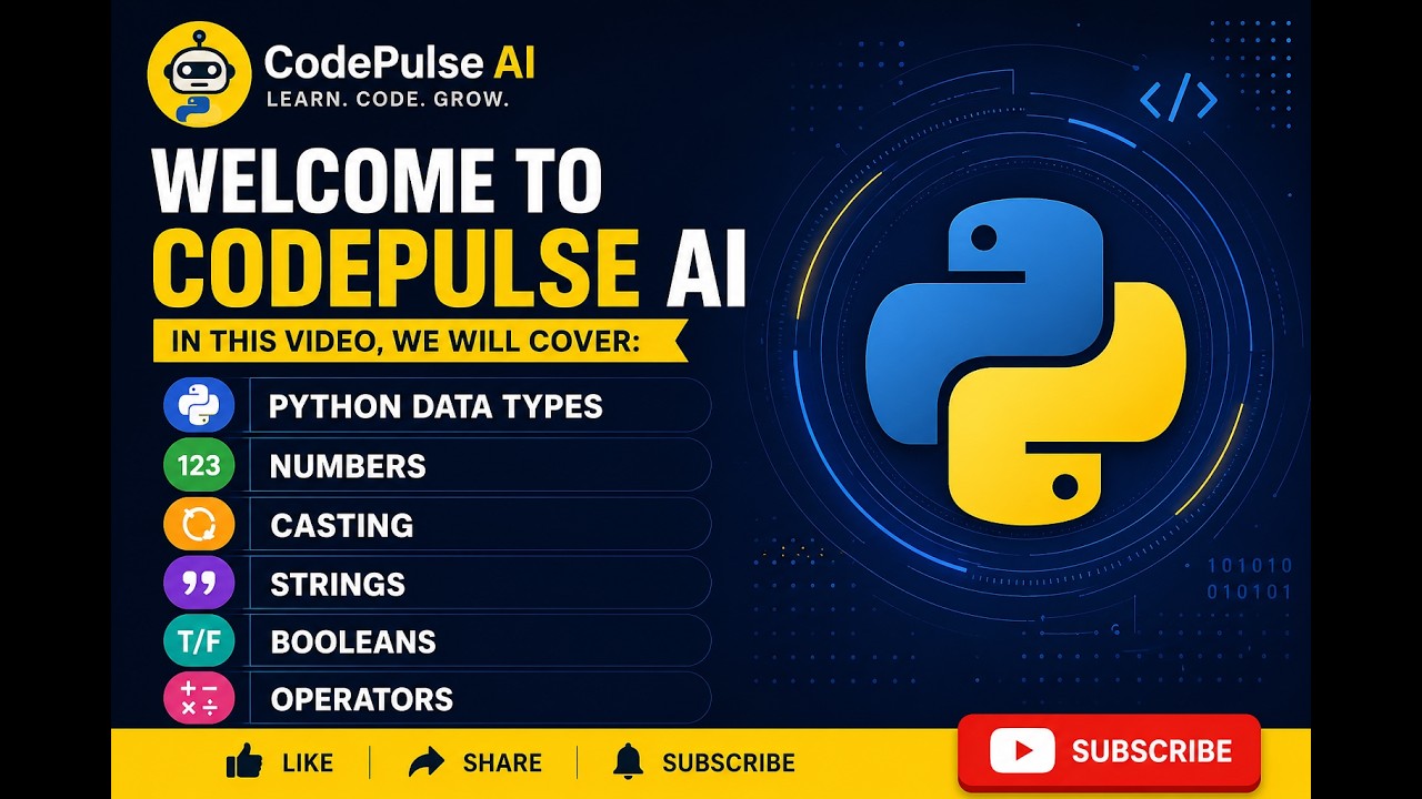 Python Full Tutorial for Beginners | Data Types, Numbers, Casting, Strings, Booleans, Operators