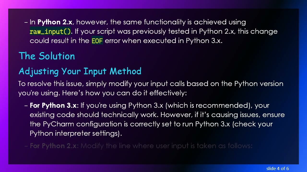 Fixing the EOF Error When Running a Python Script in PyCharm
