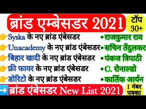 ब्रांड एंबेसडर 2021| new brand ambassador 2021 in hindi| brand ambassador gk| new brand ambassador
