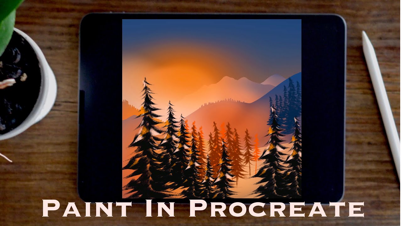 Draw Misty Mountains, Pine trees in Procreate iPad Tutorial| Paint with Basic Brushes |The ProArt