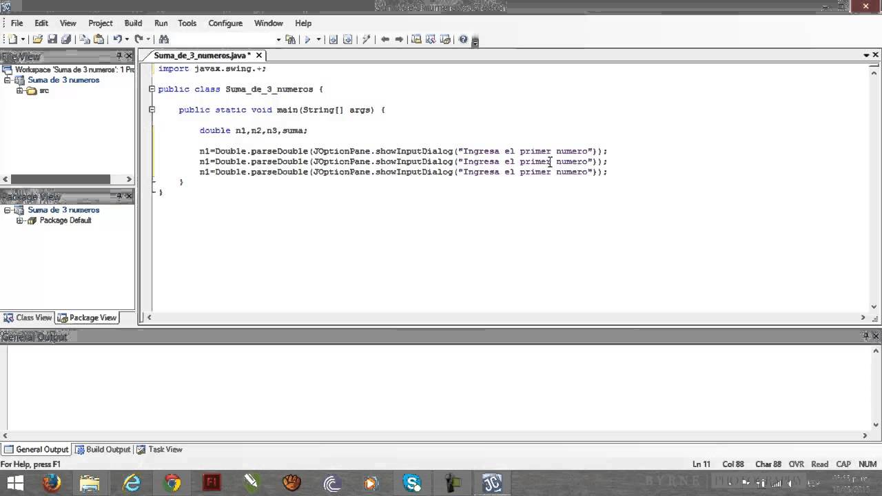Suma de tres numeros en JCreator