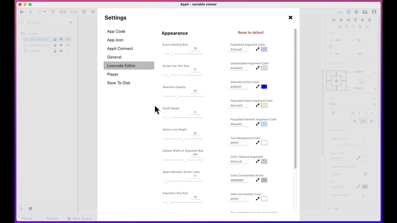 Changing settings | Appli.io