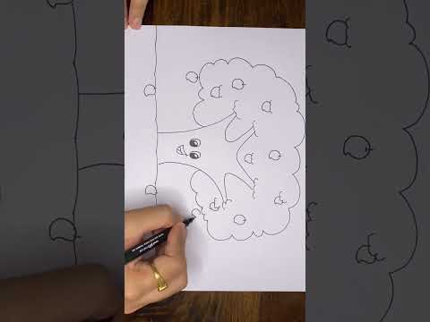 Simple free hand drawing | Mango tree | Free tutorials @likeokplease #shorts