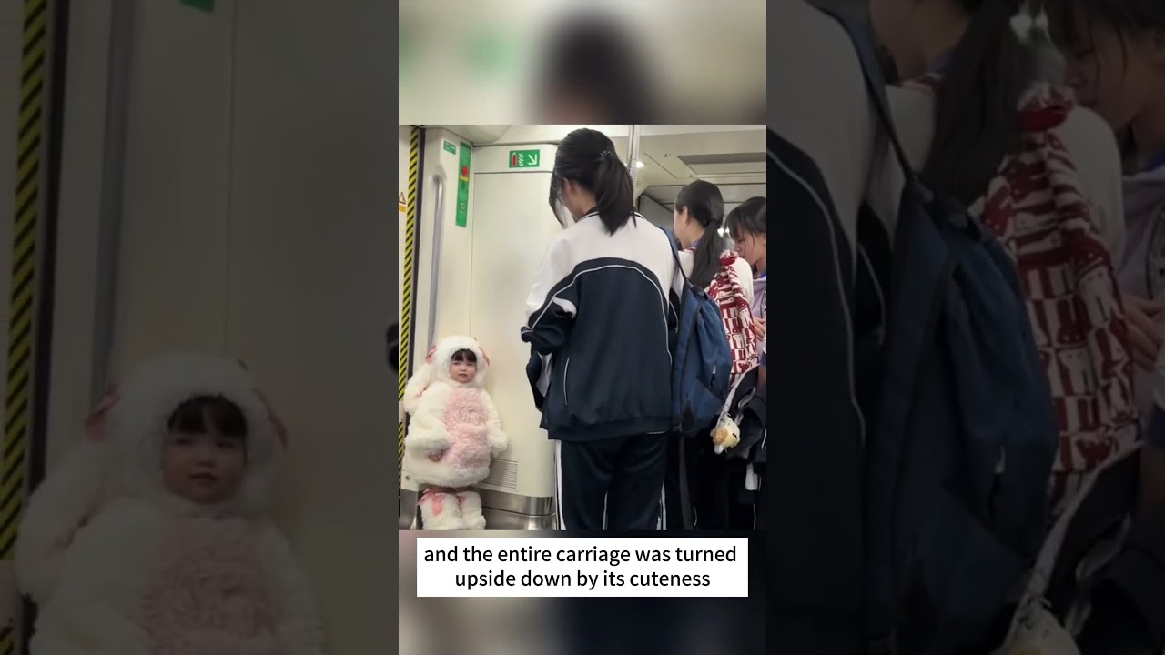 #Cuteness alert! Little #girl dressed in #bunny #costume attracts attention in #Metro carriage