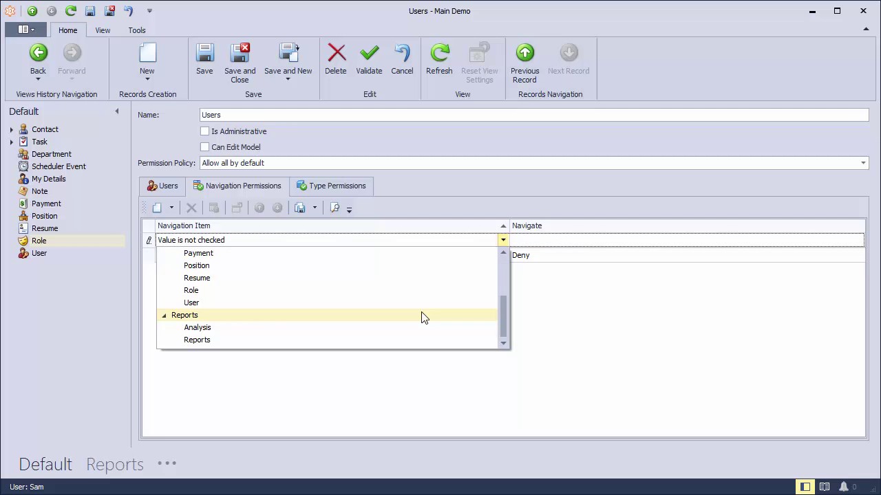 XAF User Navigation Security