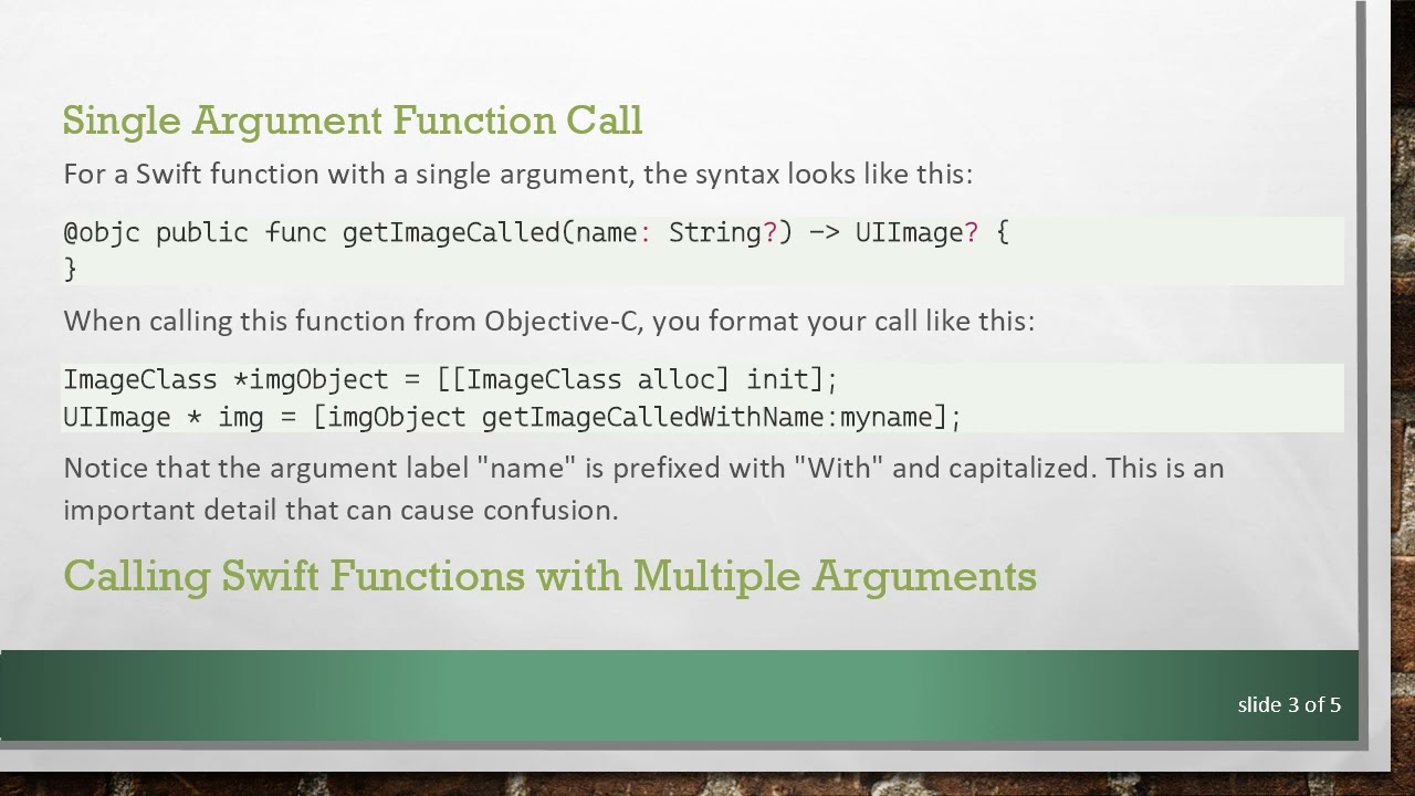 How to Call a Swift Function with Multiple Arguments from Objective-C