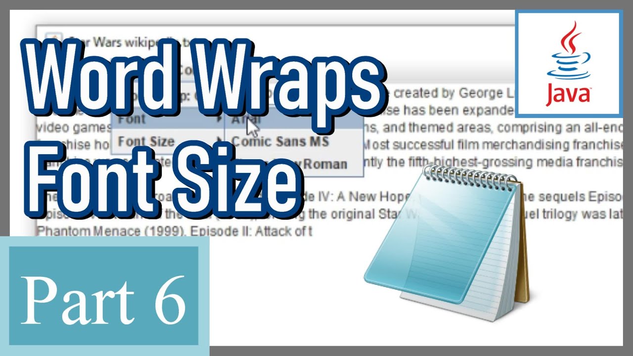 How to Make Notepad in Java (6/8) - Word Wrap, Font, Font Size