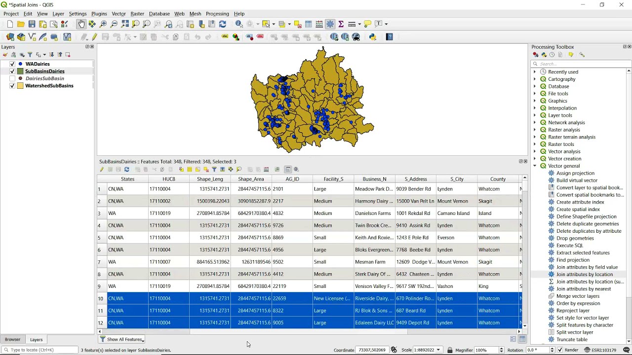 Performing a spatial join in QGIS