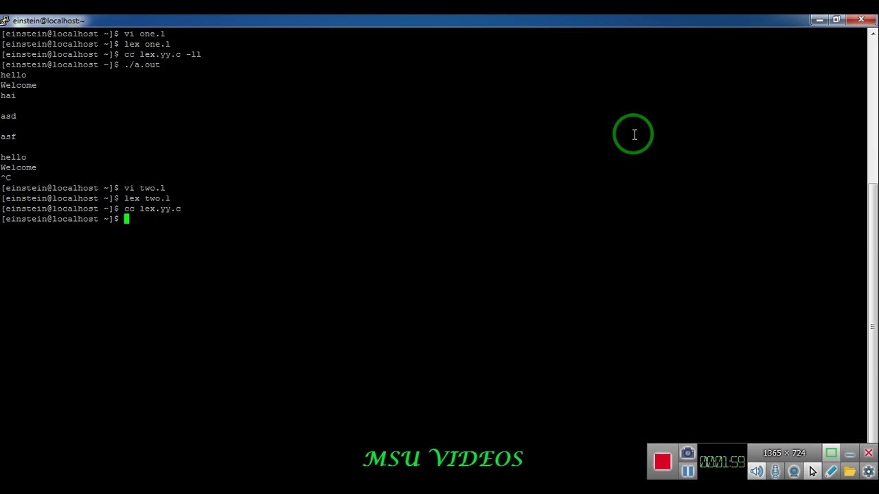 Simple LEX program example  - lex programming tutorial