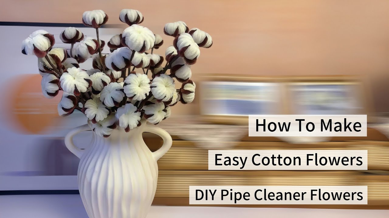 DIY Cotton Flower | how to make cotton flowers with pipe cleaners | pipe cleaner diy step by step