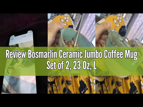 Review Bosmarlin Ceramic Jumbo Coffee Mug Set of 2, 23 Oz, Large Mug Soup Bowls with Handles, Dishwa