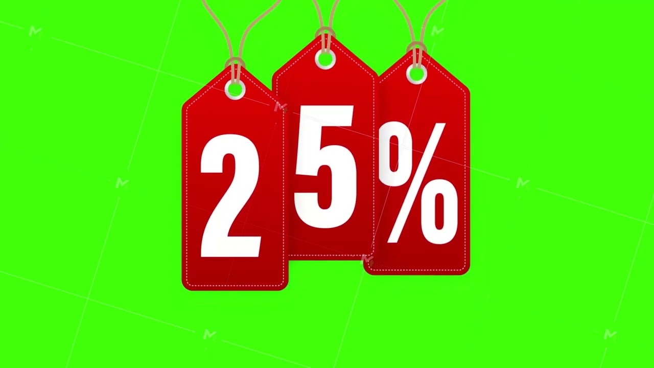 Animated Discount Tag -25 percent off. Hangtags Sale. Motion graphics.