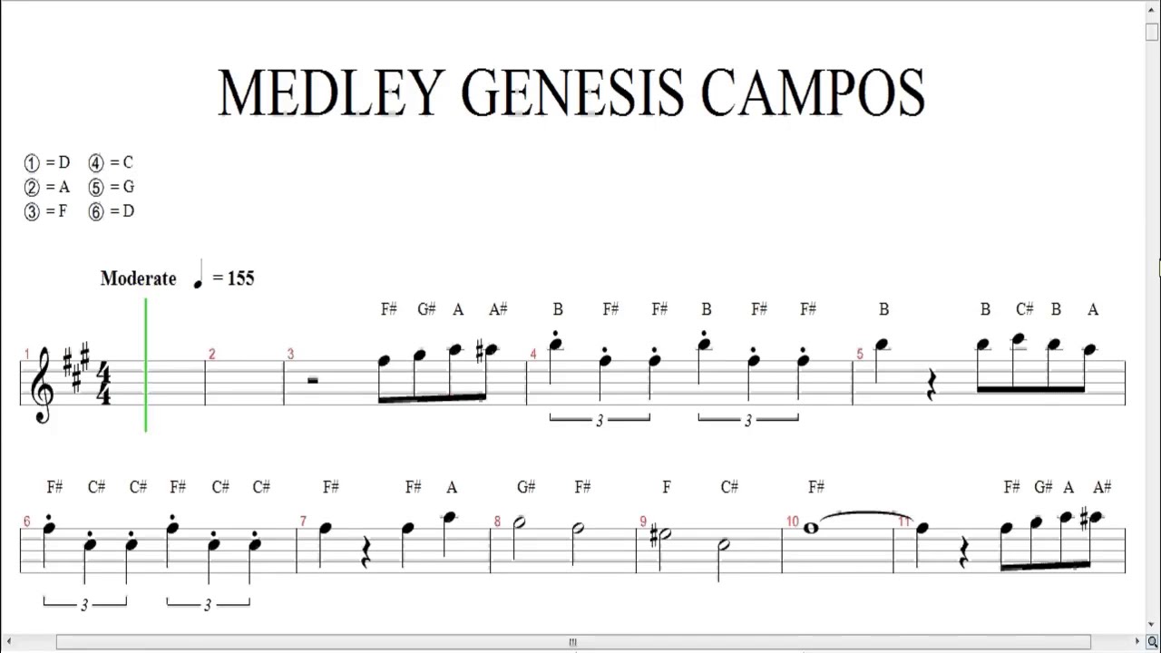 PARTITURA y CIFRADO medley Genesis Campos + PDF