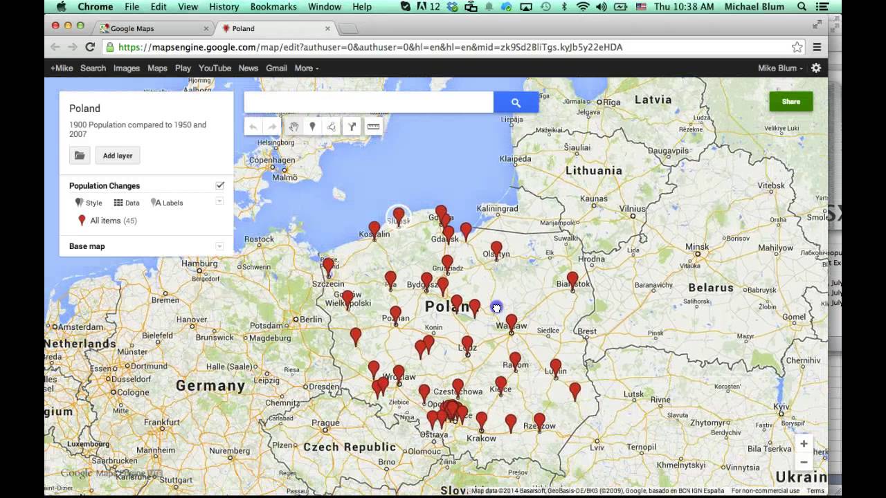 Google Maps Tutorial: Poland Population Map