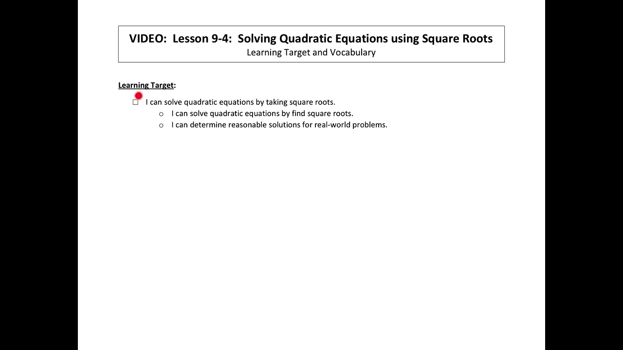 9-4 LT and Vocab (alg)