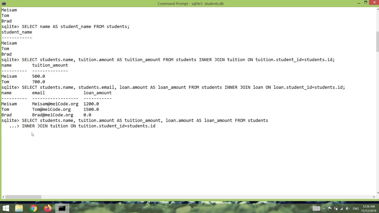 Using Joins in SQLite