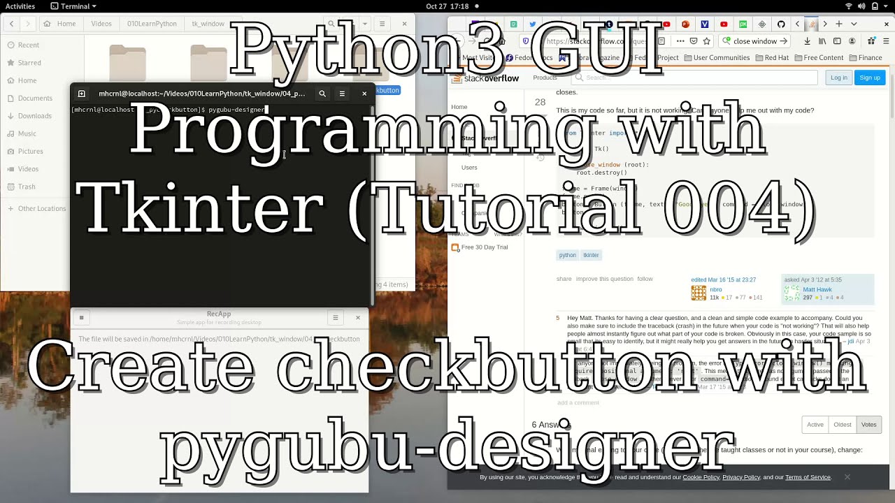Python3 GUI Programming with Tkinter (Tutorial 004) - Create checkbutton with pygubu-designer