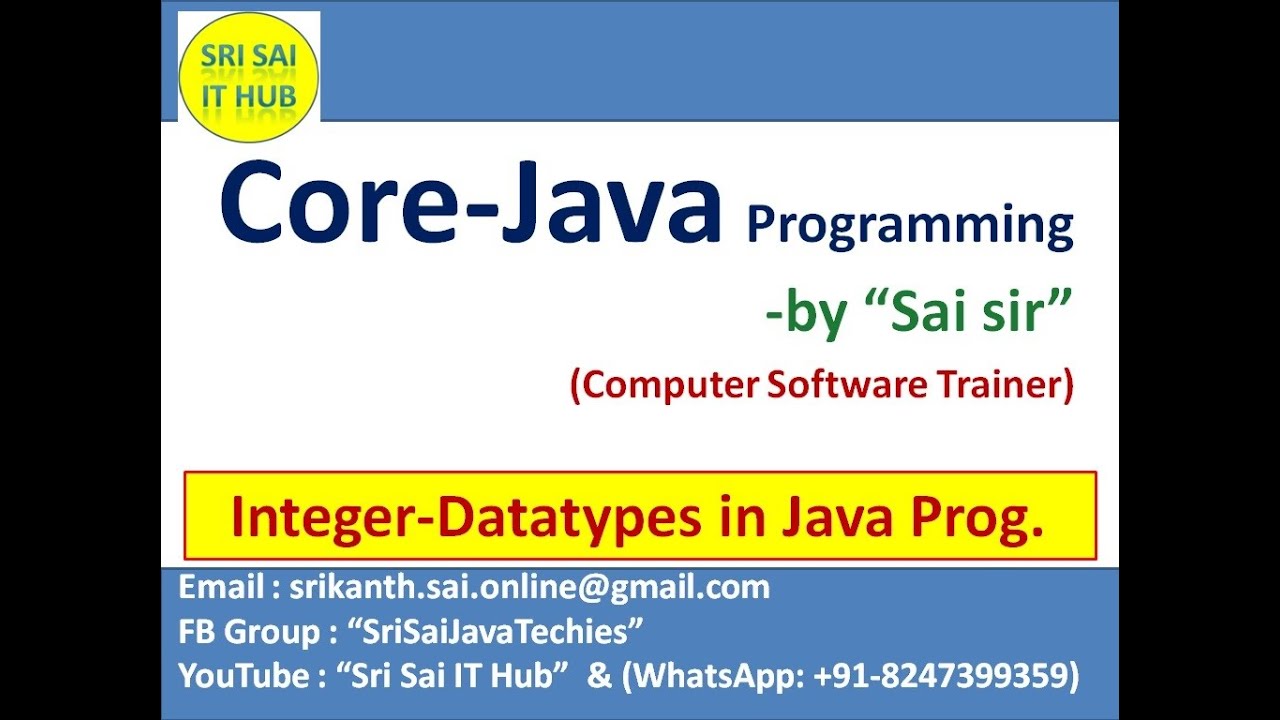 52. Integer-Datatypes in Java Program || byte || short || int || long