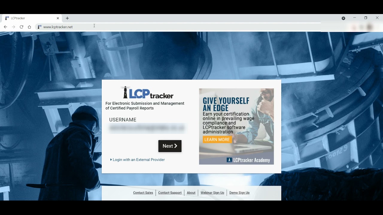 Logging into LCPtracker