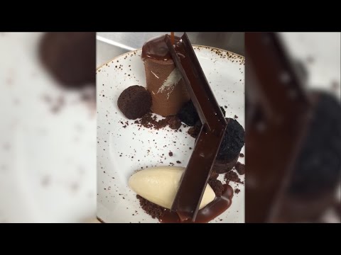 This is a chocolate slide dessert