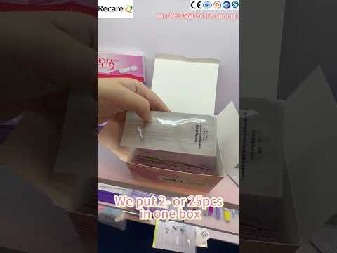 Bulk packing of HCG test cassette.We usually put 20 or 25 pcs tests and some urine cups in the box.