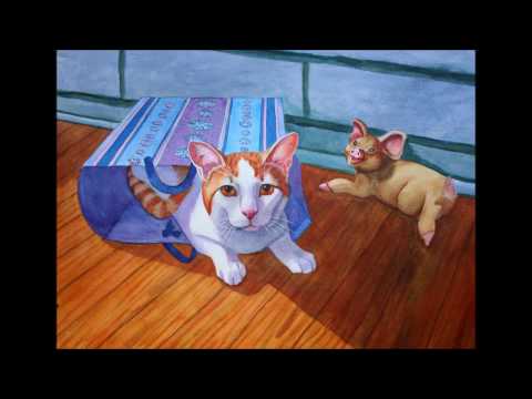 Watercolor Painting Calico Cat Portrait Cat Out of the Bag