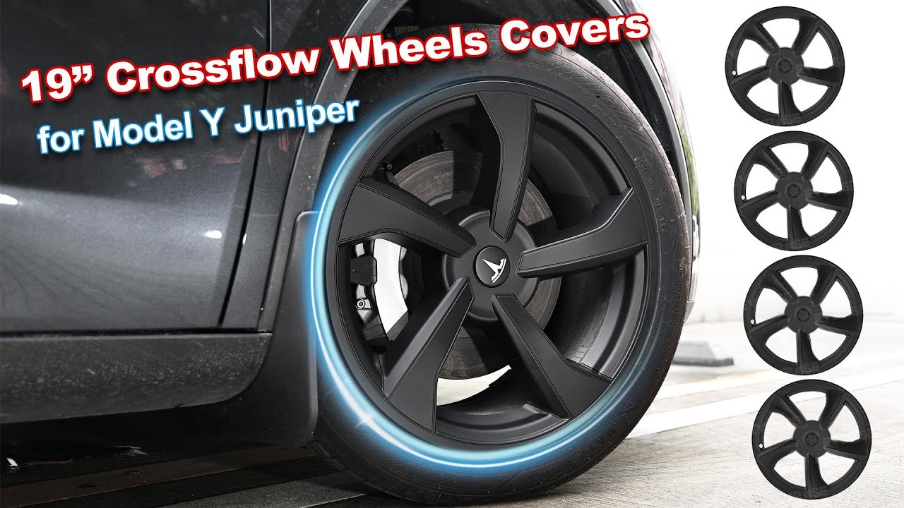 Model Y Juniper Wheel Covers for Tesla 19’’ Crossflow Wheels OEM-Style Black Wheel Caps