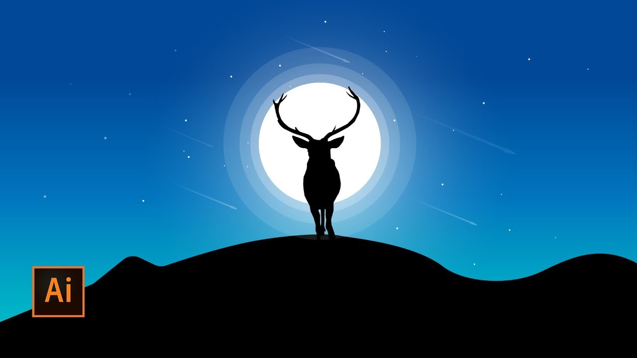 Illustrator Tutorial - Start to Create landscape flat Design  Vector Illustration