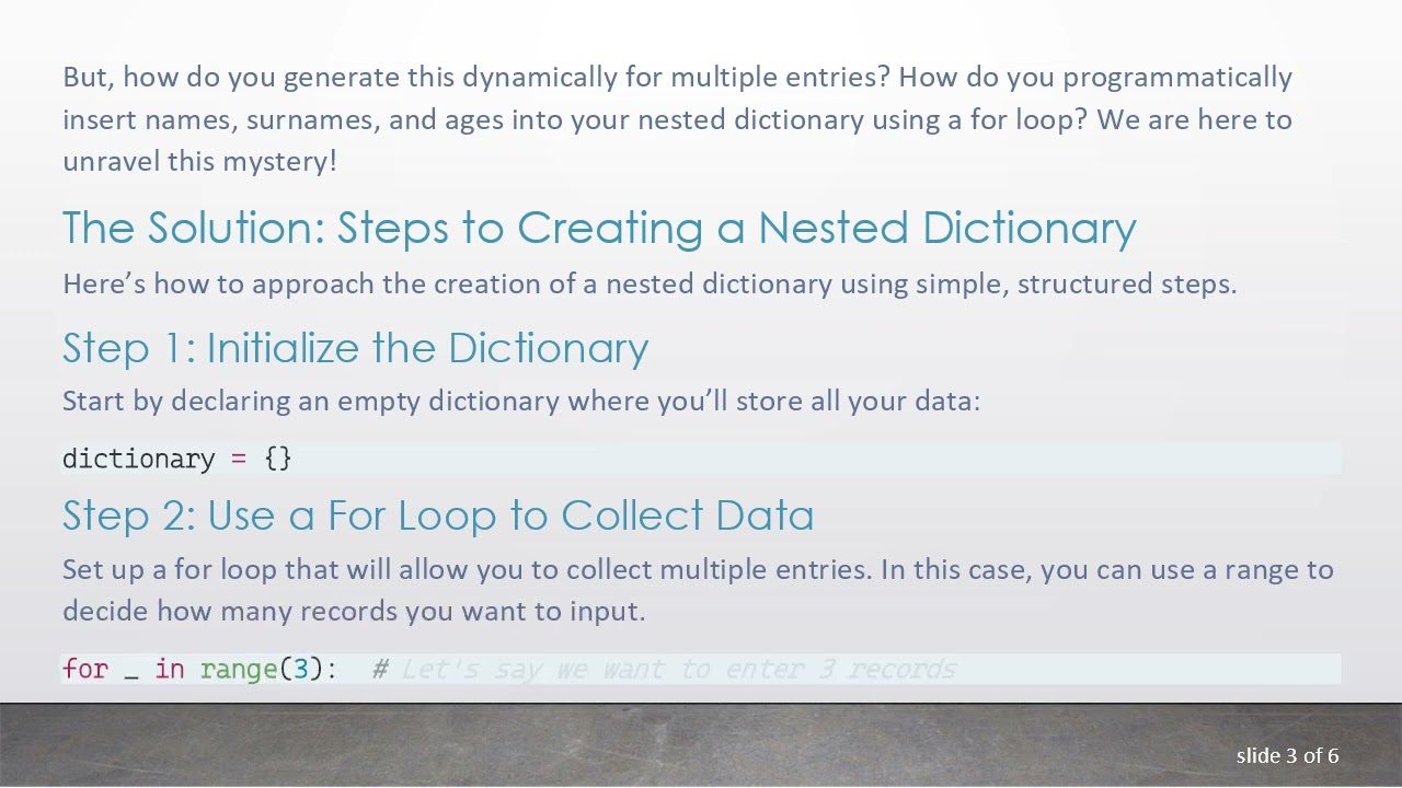 How to Create a Nested Dictionary in Python Using For Loops