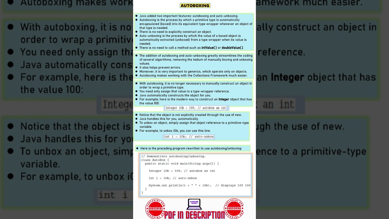(PDF) AUTOBOXING #java #javaprogramming #computerscience #bca #pdf