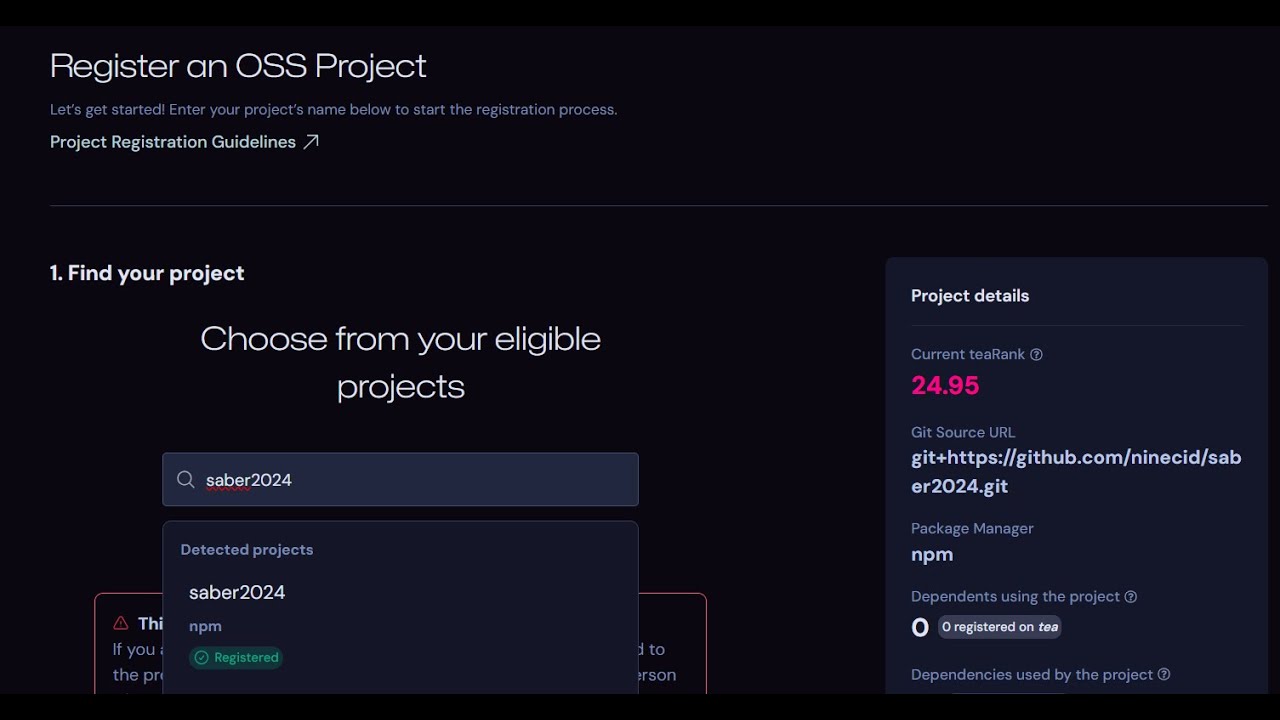 TEA - Register a New OSS Project