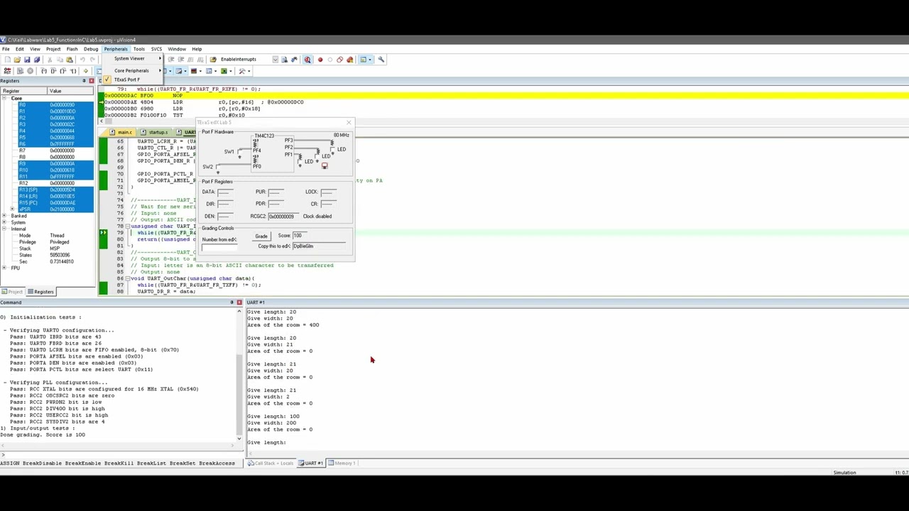 Lab5 FunctionsInC,  TExaS Lab Grader (CPE 187.  Embedded Systems Design)