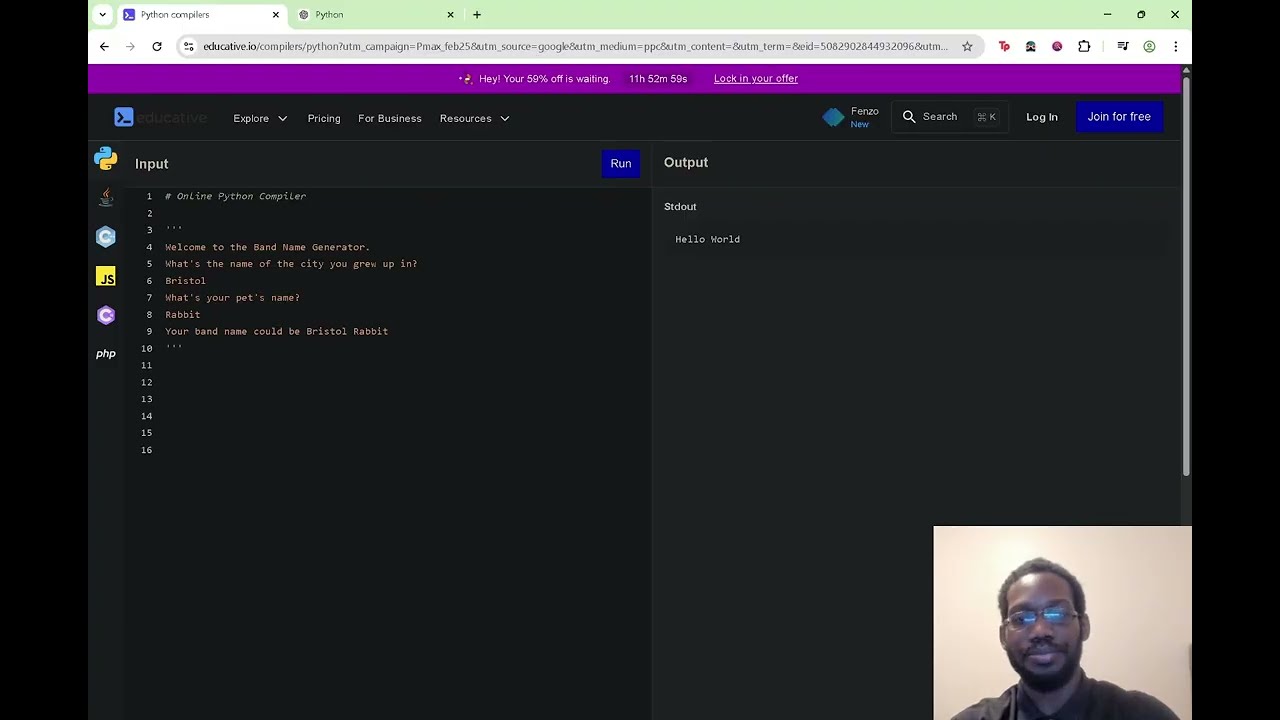 DAY 1| 100 days of code | Python | SQL | Working With Variables and Strings |