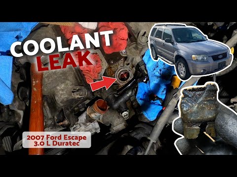 2007 Ford Escape Coolant Leak Fix | Water Pump to Engine Block Hose Connector Coolant