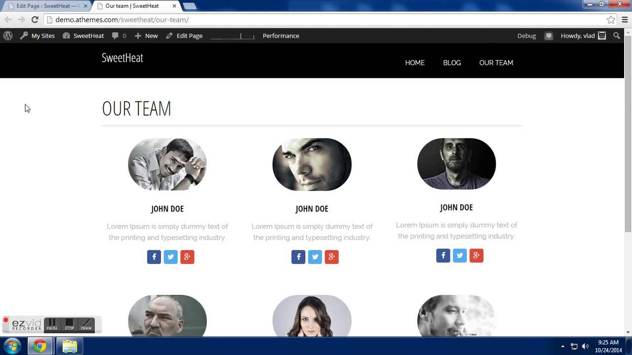 Page templates: Team and Services