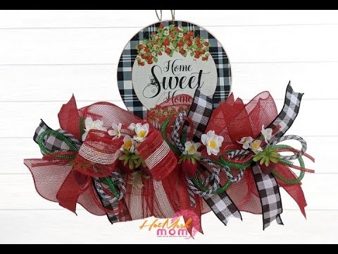 Home Sweet Home Strawberry Wreath Rail Tutorial | Hot Mesh Mom