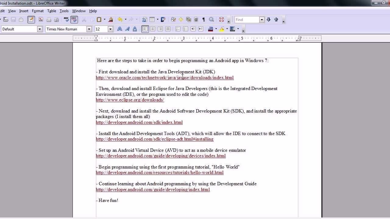 Setting Up Eclipse for Android SDK