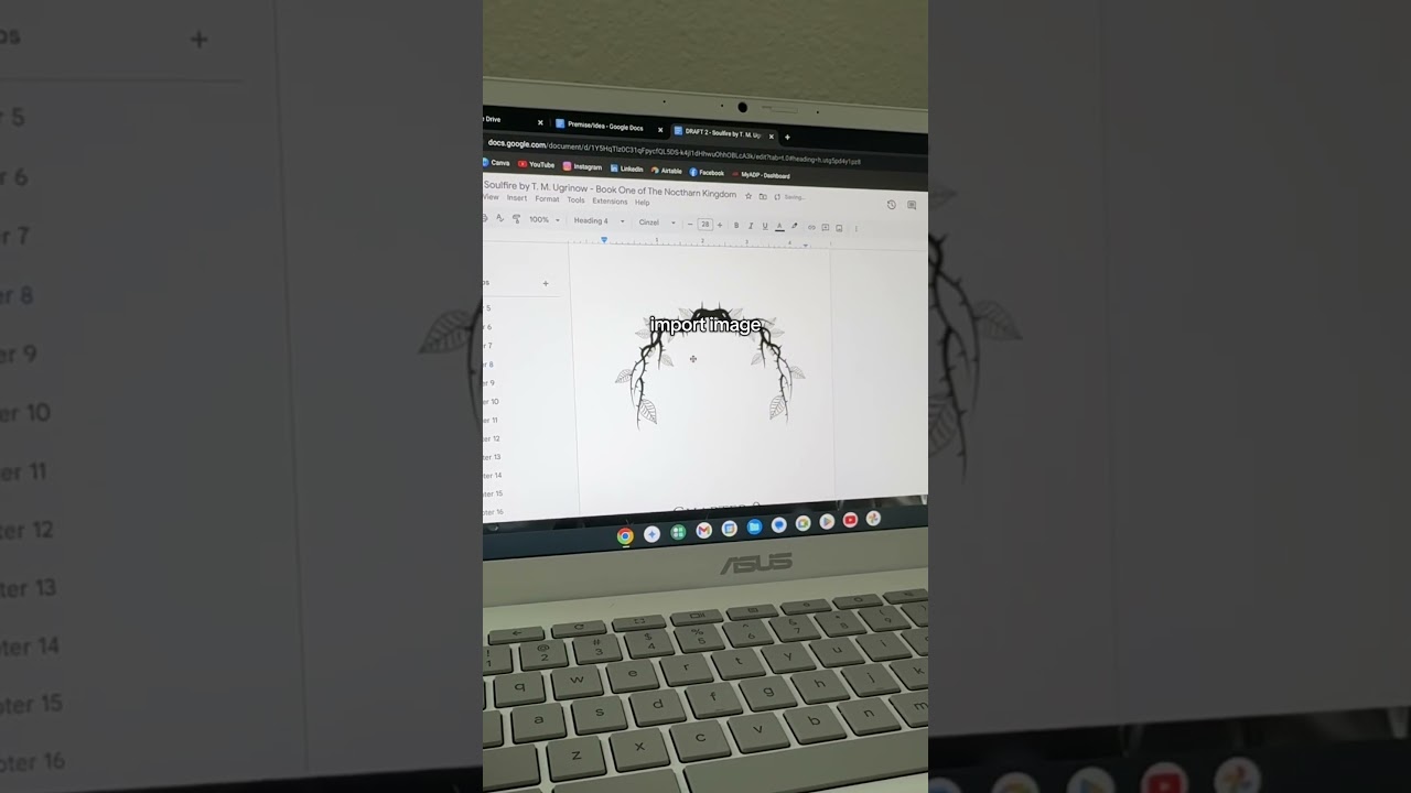 How to add decorations to chapter pages in Google docs 📖 #writer #writingabook #writing #author