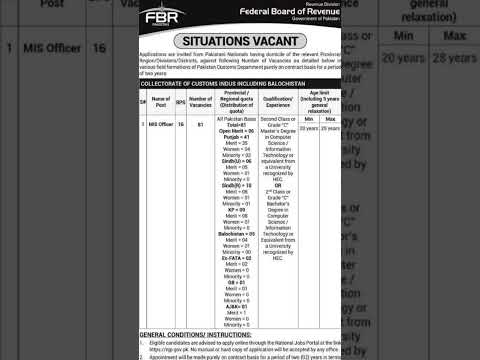 FBR jobs May 2025 | Federal Board of Revenue jobs BSCS BS IT #fbrjobs #federaljobs #jobs2025 #job