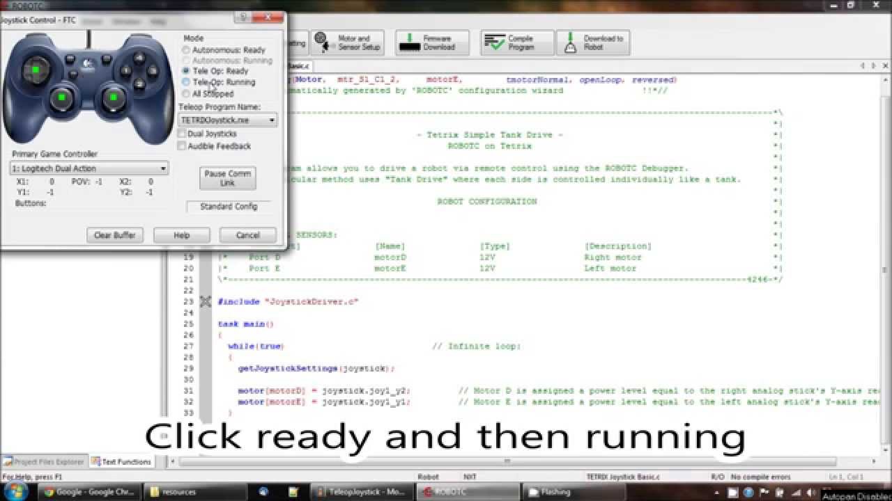 Using a controller in teleop mode with RobotC