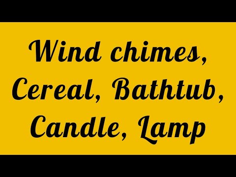 Learn 5 words in Spanish: Wind chime, Cereal, Bathtub, Candle, Lamp