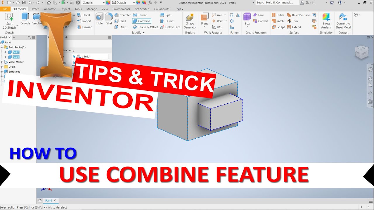 Inventor How To Use Combine Tool