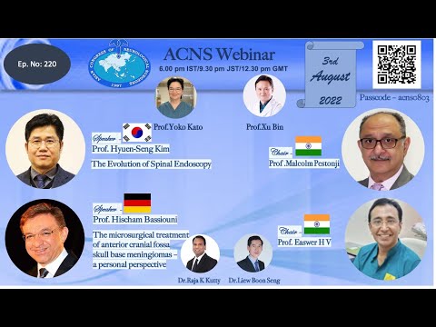 ACNS Webinar - Aug 3 - Evolution of Endoscopic Spine Surgery & Sx of Ant Skull Base Meningioma