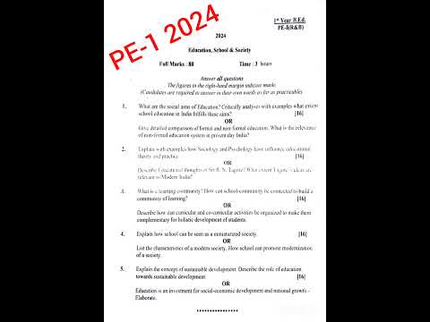 Education School and Society 2024 PE-1 BEd 1st Year #sambalpuruniversity #exam