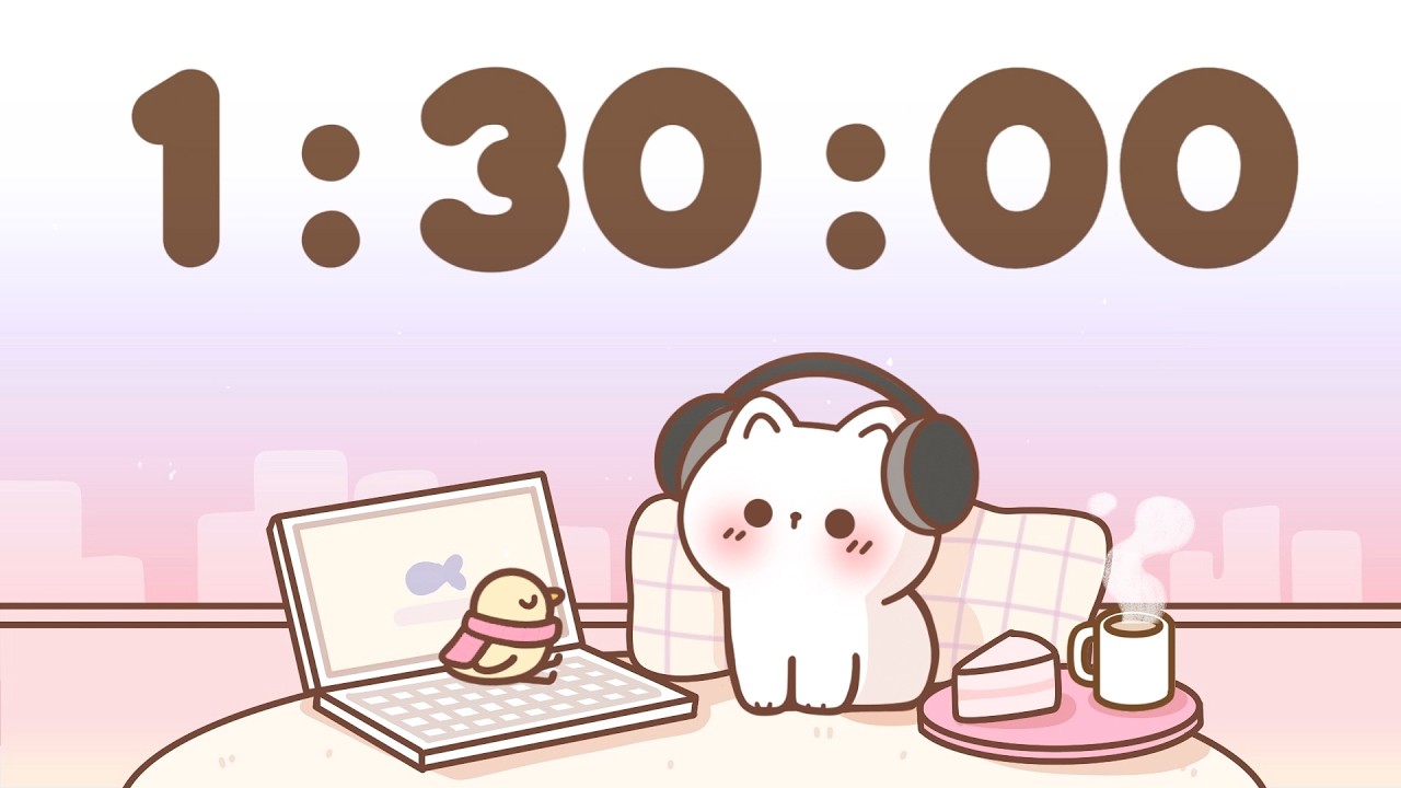 90 Minute Timer 🐱 1 hour 30 minute Study Timer for Classroom Focus