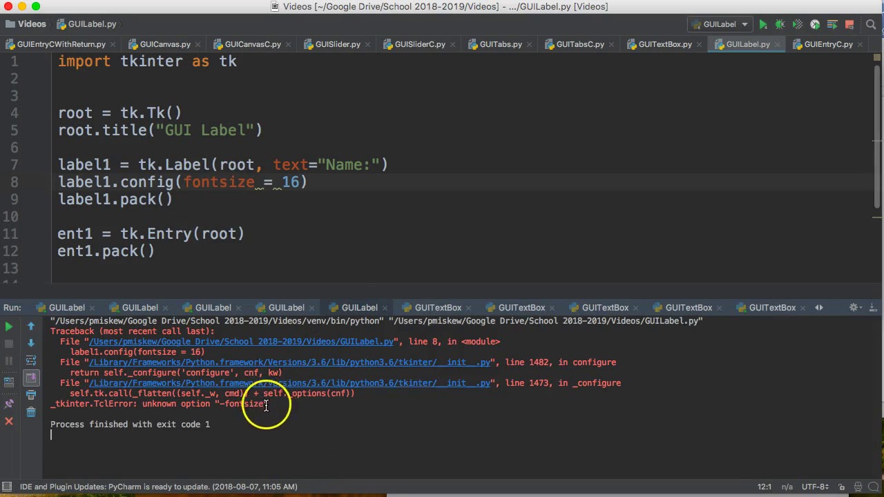 PYTHON3 TKINTER - GUI LABEL