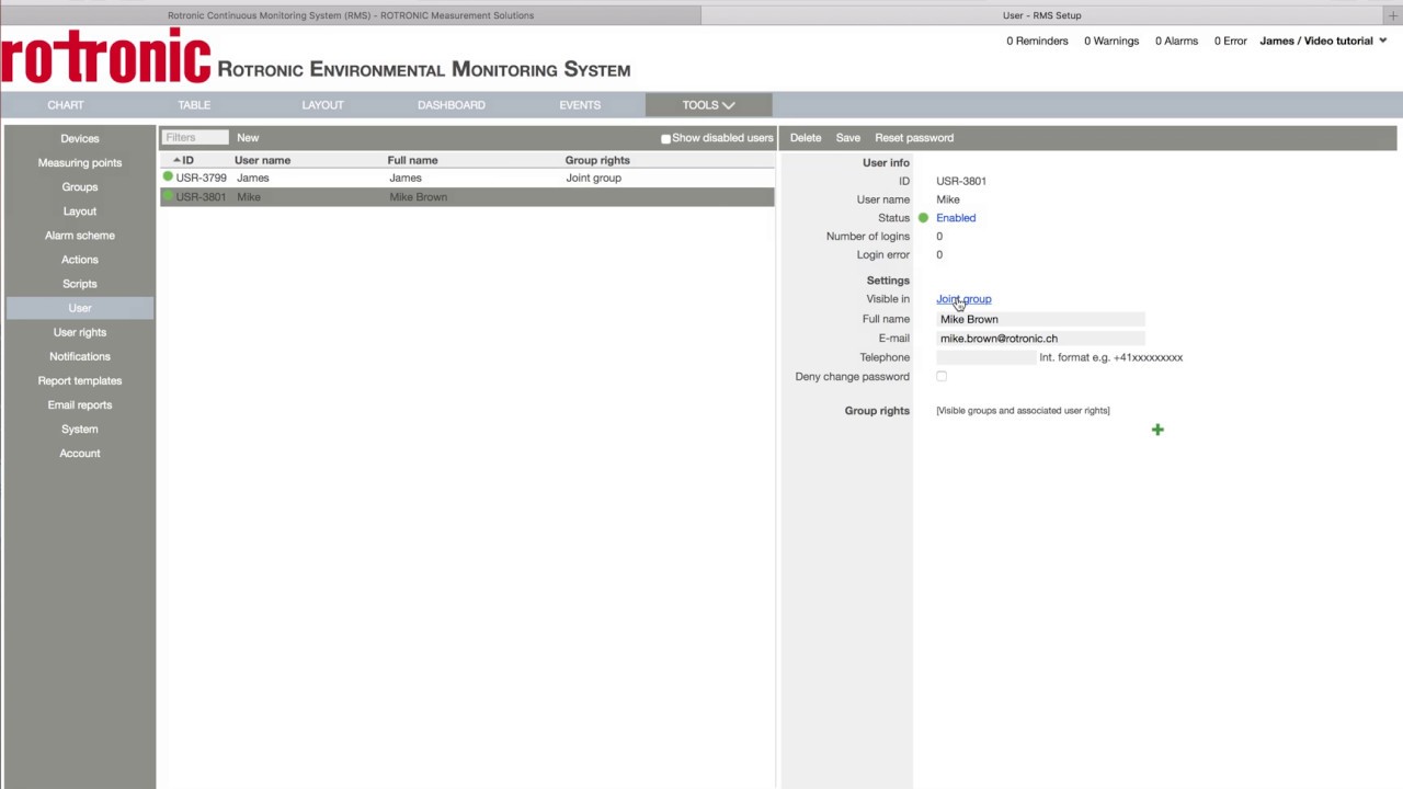 RMS Tutorial: Setup new user