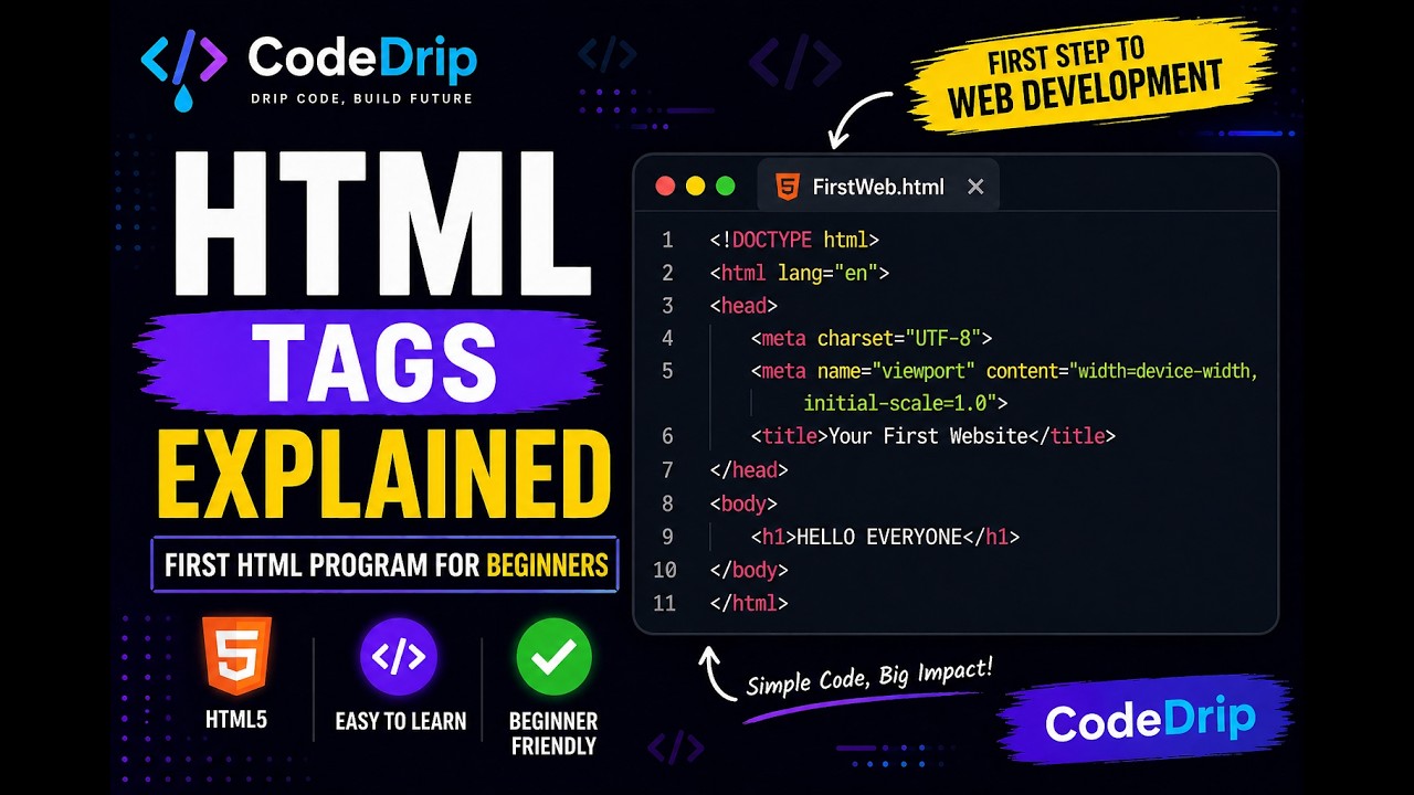 Learn Basic HTML Tags| Tags Explained | HTML Tutorial for Beginners